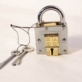 Pad lock, antique 2 key puzzle lock. Functional pad lock with tricky h ...