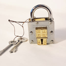 Pad lock, antique 2 key puzzle lock. Functional pad lock with tricky h ...
