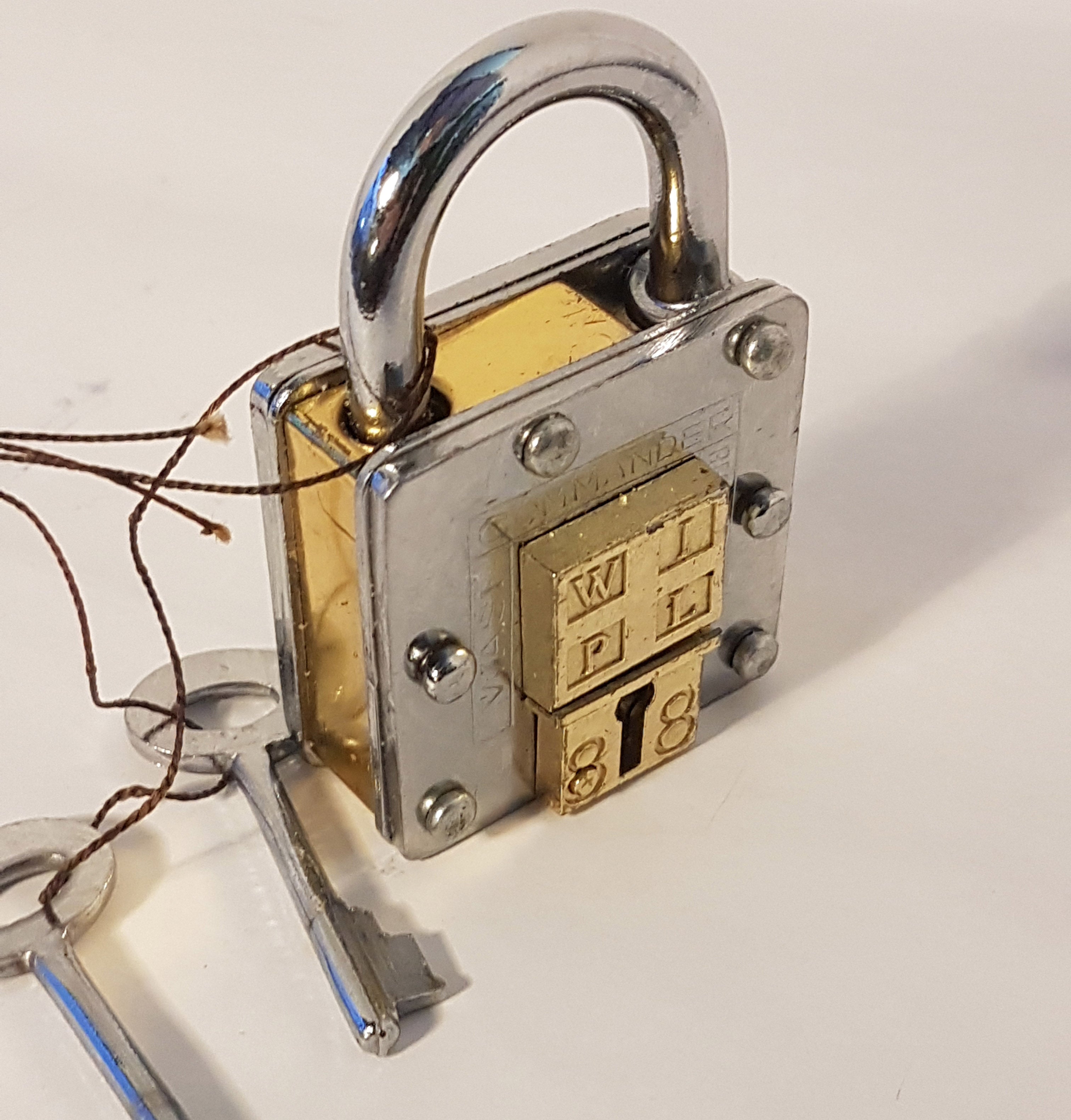 Pad lock, antique 2 key puzzle lock. Functional pad lock with tricky h ...